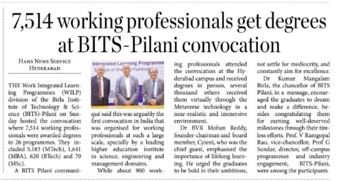 BITS Pilani WILP Pioneers India’s Largest Convocation for Working Professionals in the Metaverse